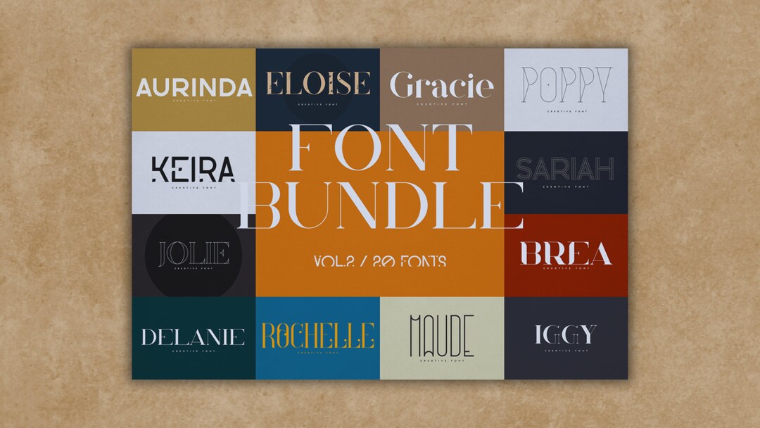 Font Bundle Volum 2 20 Fonts |procreate Prints| Vintage Canva Fonts ...