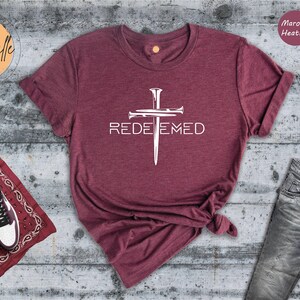 Redeemed Shirt, Vertical Cross-themed Shirt, Vertical Cross-designed ...