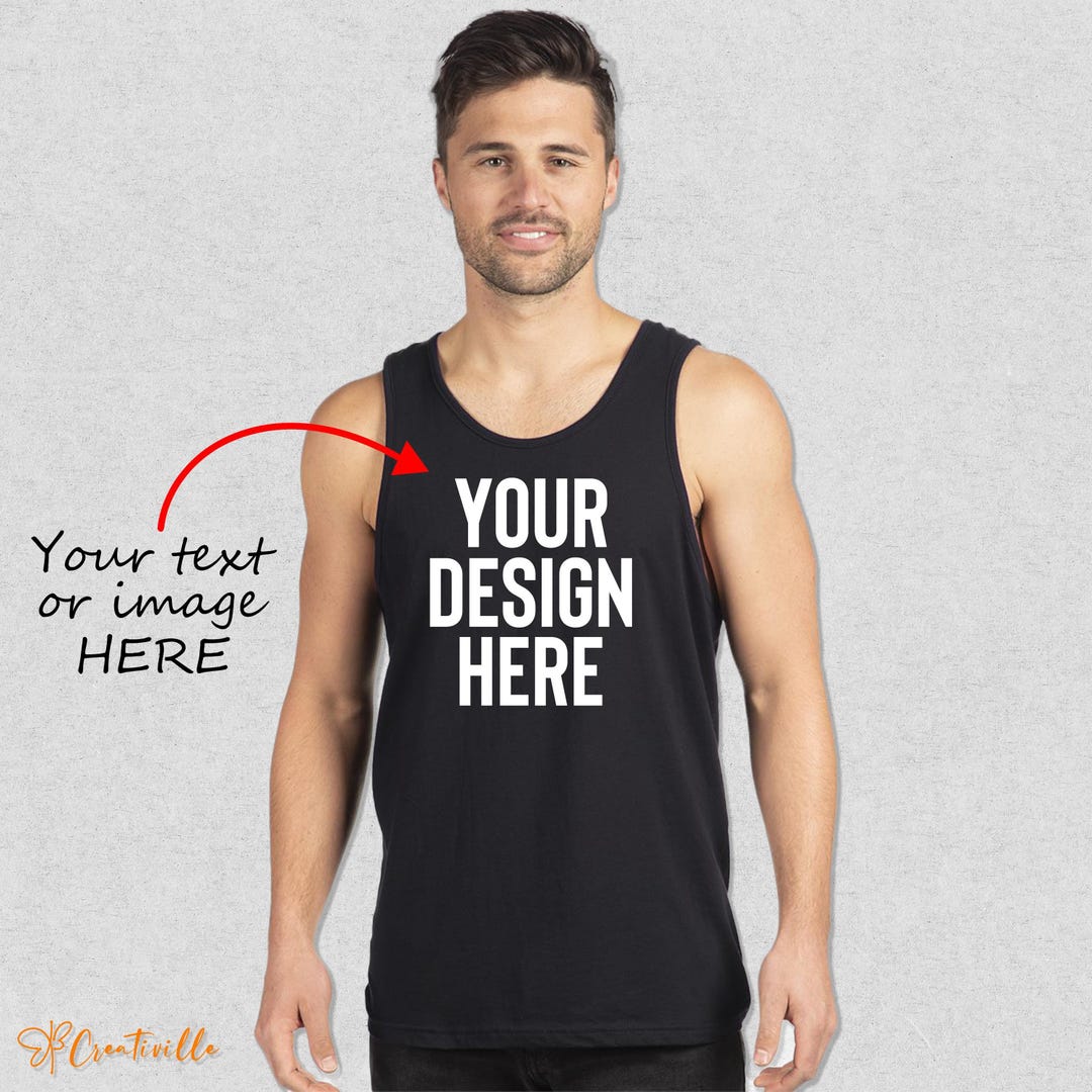 Custom Men's Cotton Muscle Tank: Personalized Text, Logo, or Image - Etsy