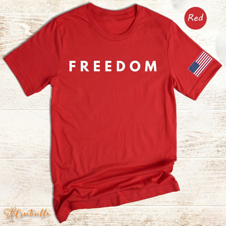 Freedom T-shirt: US Flag Sleeve Print, Freedom of Speech Tee - Etsy