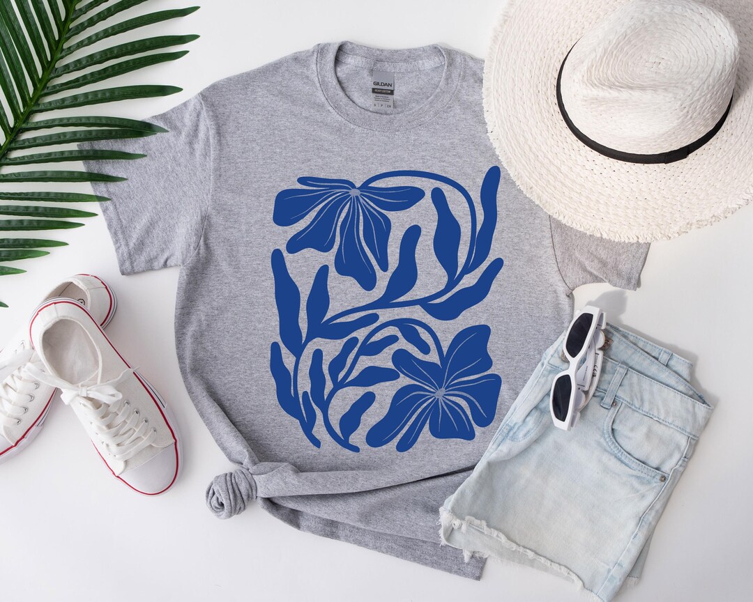 Blue Flower Shirt, Floral Shirt, Mothers Day Gift Shirt, Gardener T ...