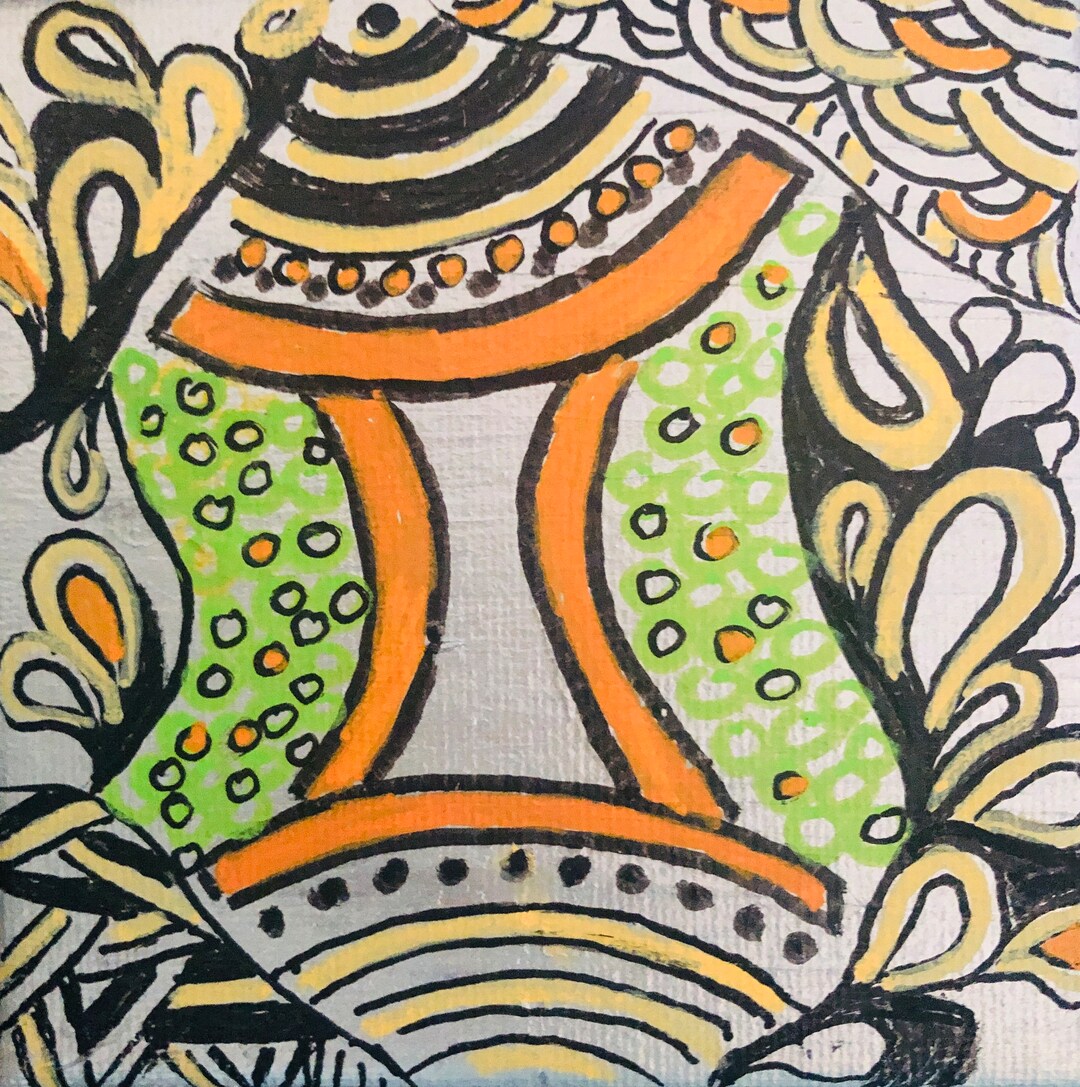 Table 10X10 Astrology Gemini Zentangle, Acrylic Painting - Etsy