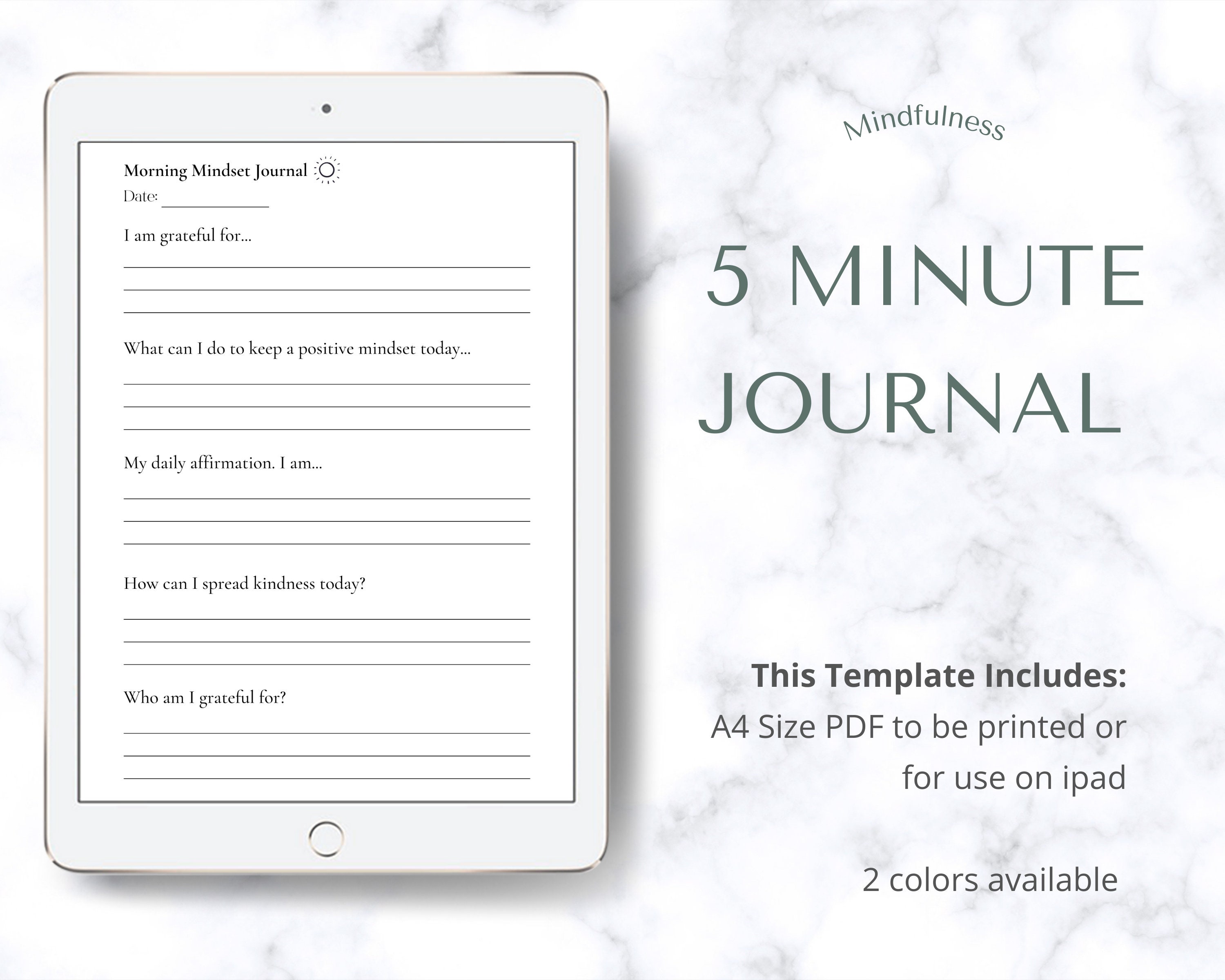 5 Minute Journal Template 5 Minute Journal Template