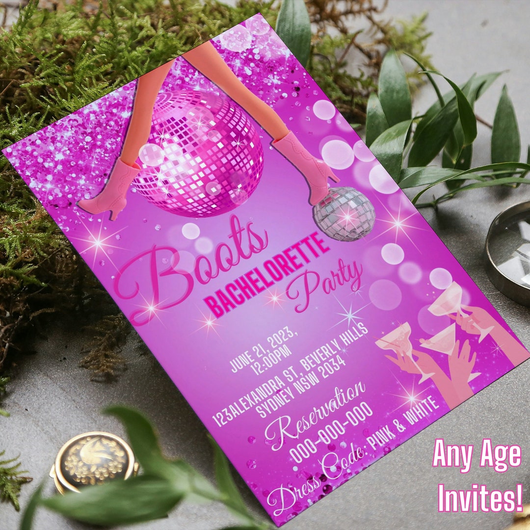 Pink Birthday Invitation, Hot Pink Birthday Invitation, Pink Digital ...