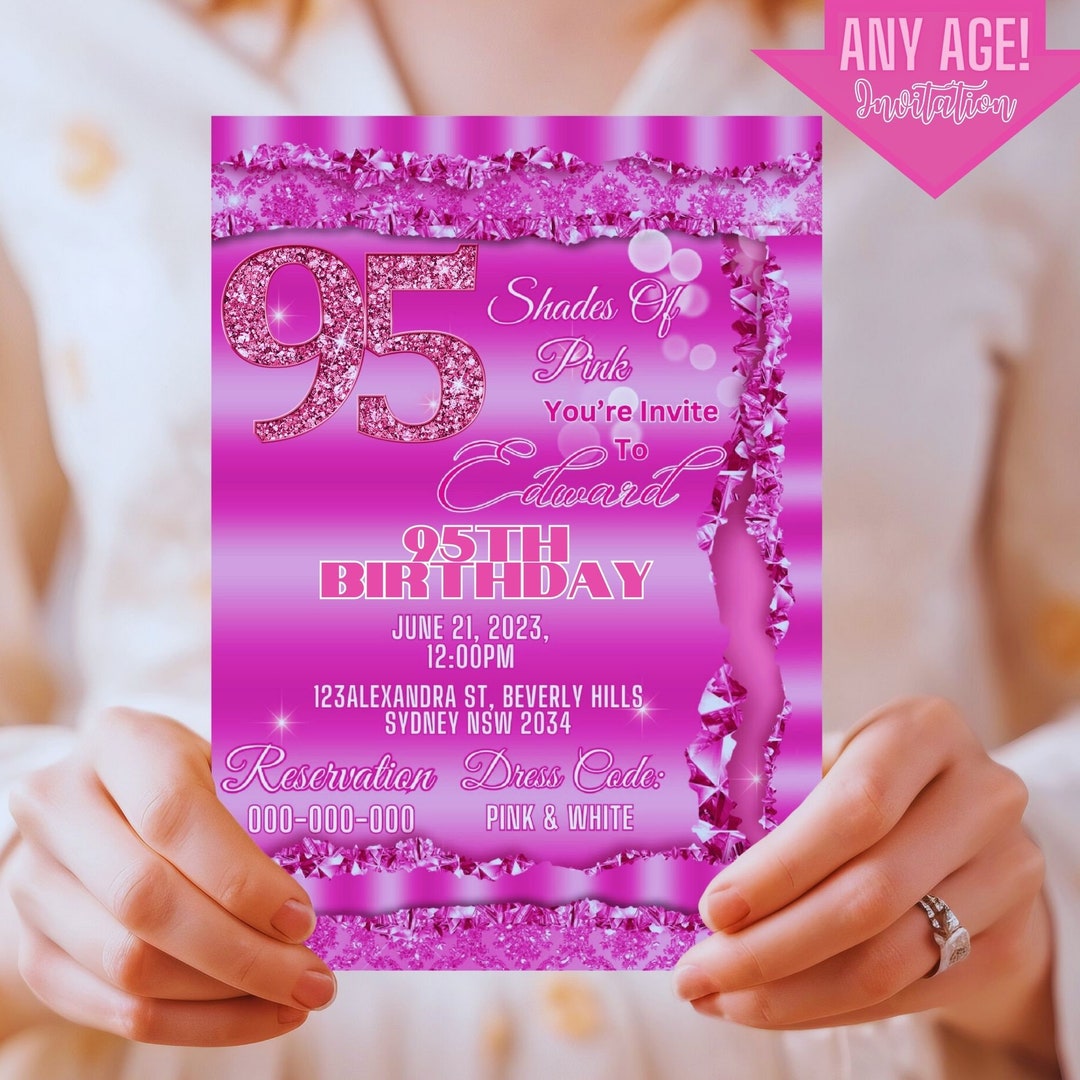 95th Birthday Invitation Template, 95th Birthday Invite, Printable 95th ...