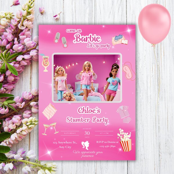 Barbie Slumber Party Invitation - Etsy