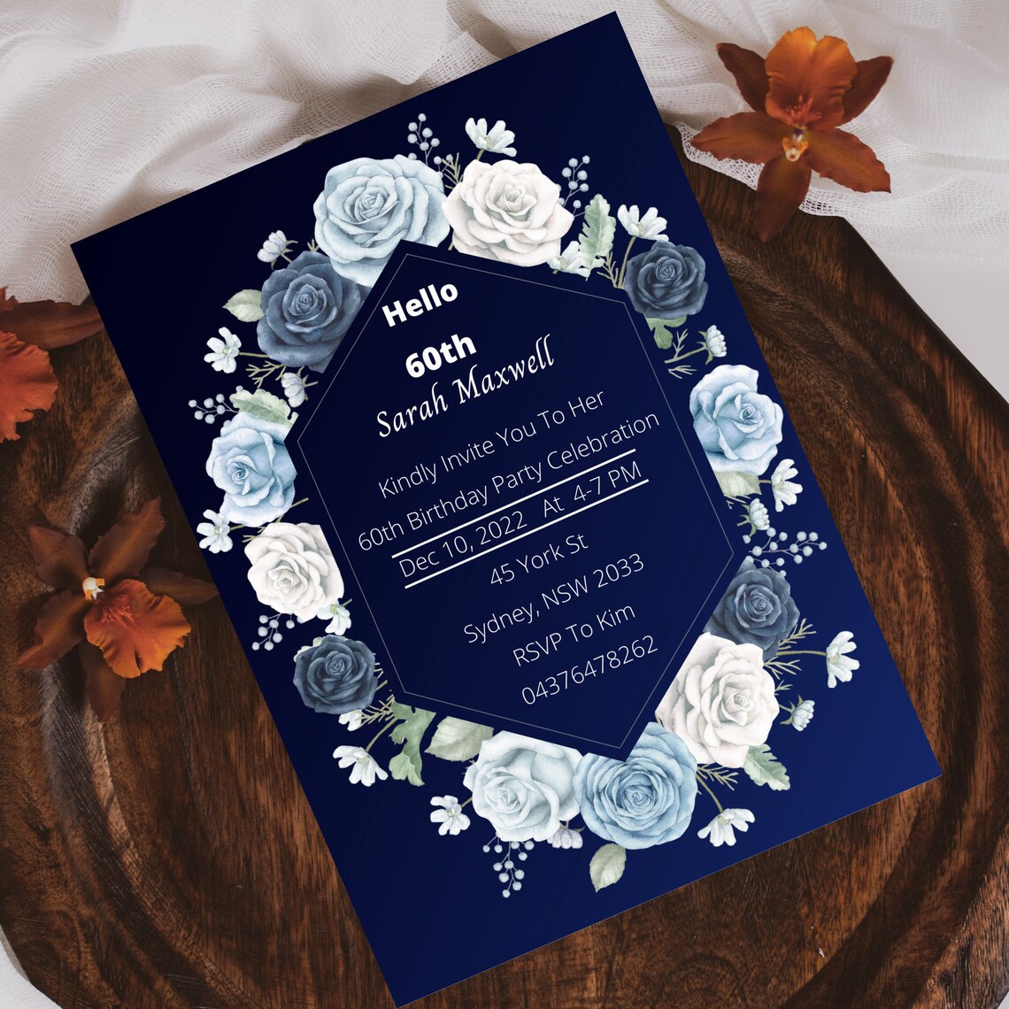 60th Birthday Invitation Dusty Blue Invitation Textable - Etsy Canada