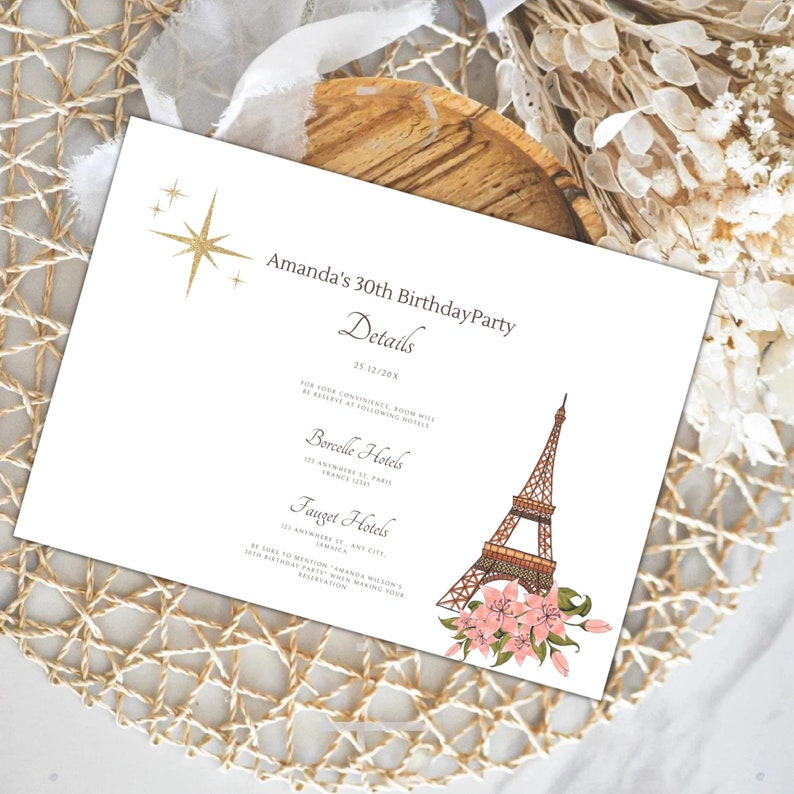 Gold Rose Paris Photo Passport Invitation, Eiffel PASSPORT, TICKET ...