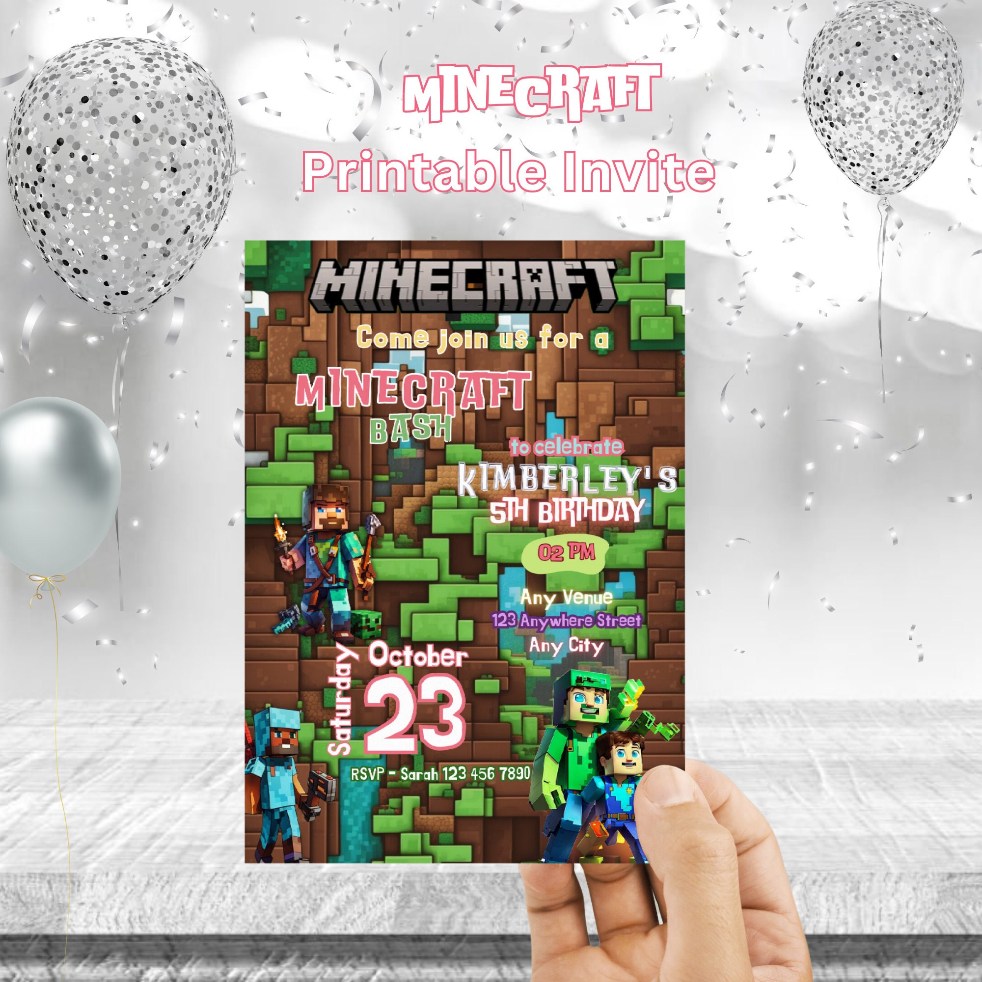Minecraft Party Invitation