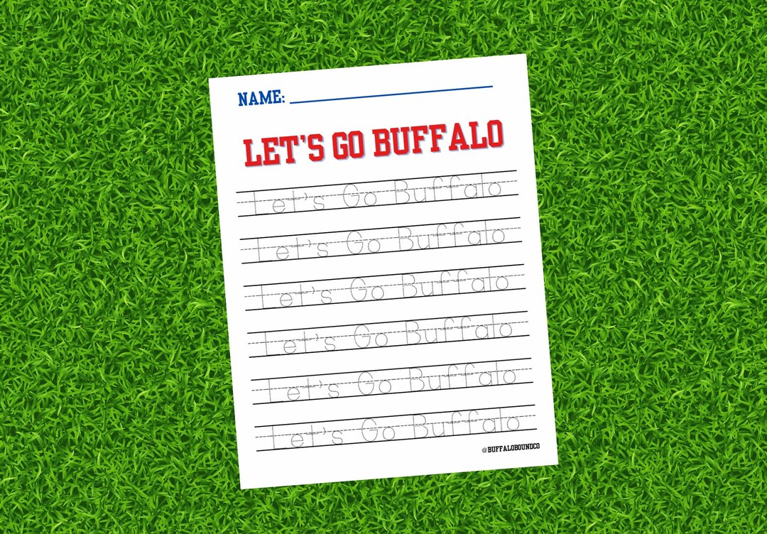 Lets Go Buffalo Tracing Worksheet Printable Preschool & Elementary ...