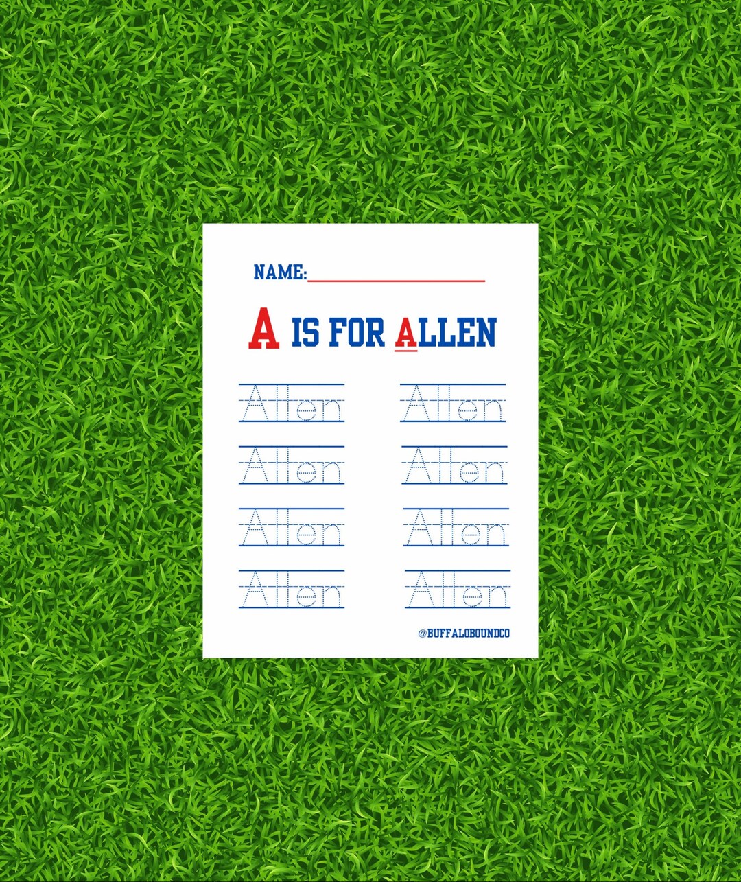 Josh Allen Inspired Letter Tracing Printable | Bills Football ...