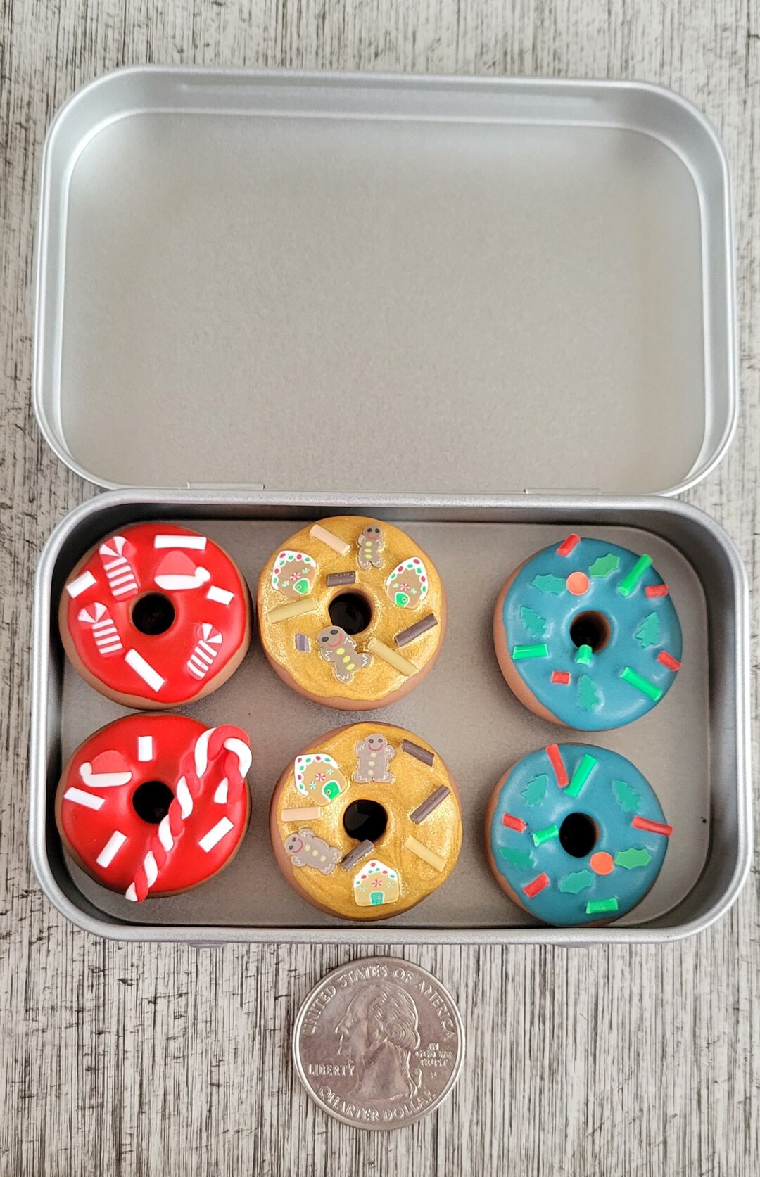 Handmade Christmas Donut Magnet Set: Polymer Clay Fridge Magnets - Etsy