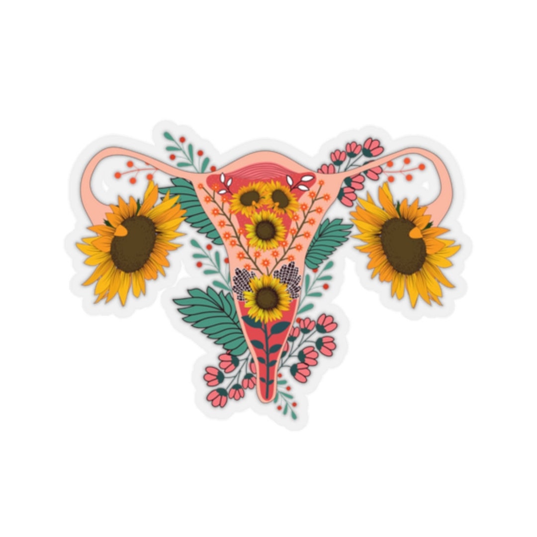 Flower Uterus Stickers, Uterus Flower Sticker, Uterus and Flowers ...