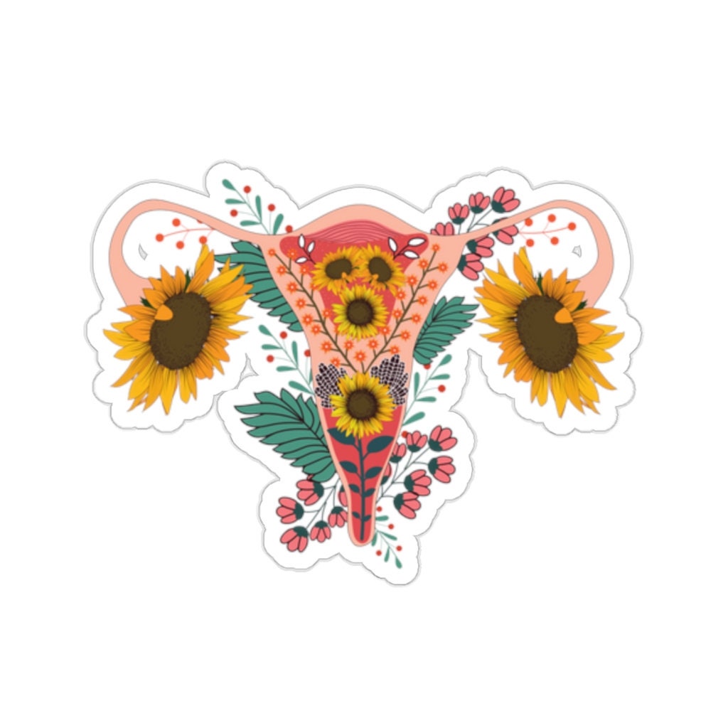 Flower Uterus Stickers, Uterus Flower Sticker, Uterus and Flowers ...