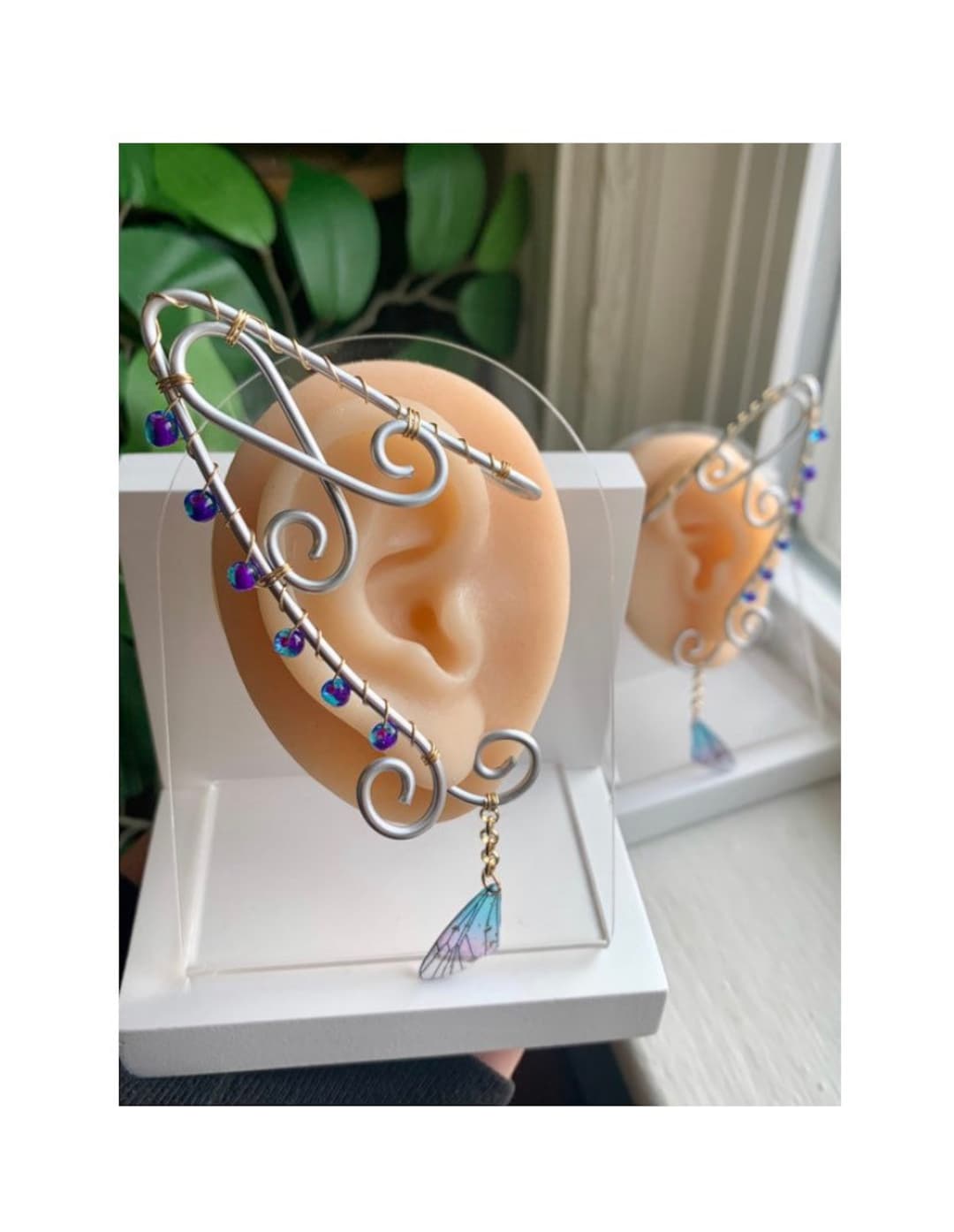 Butterfly Wing Fairy Ear Cuff Purple and Blue Fairycore Elf Costume or ...