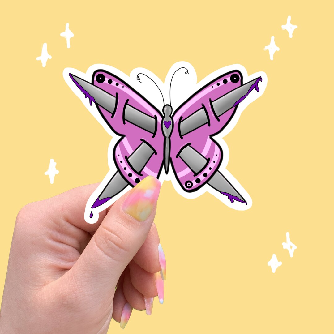 Cute Edgy Butterfly With Swords Sticker Waterproof Butterfly Sticker ...