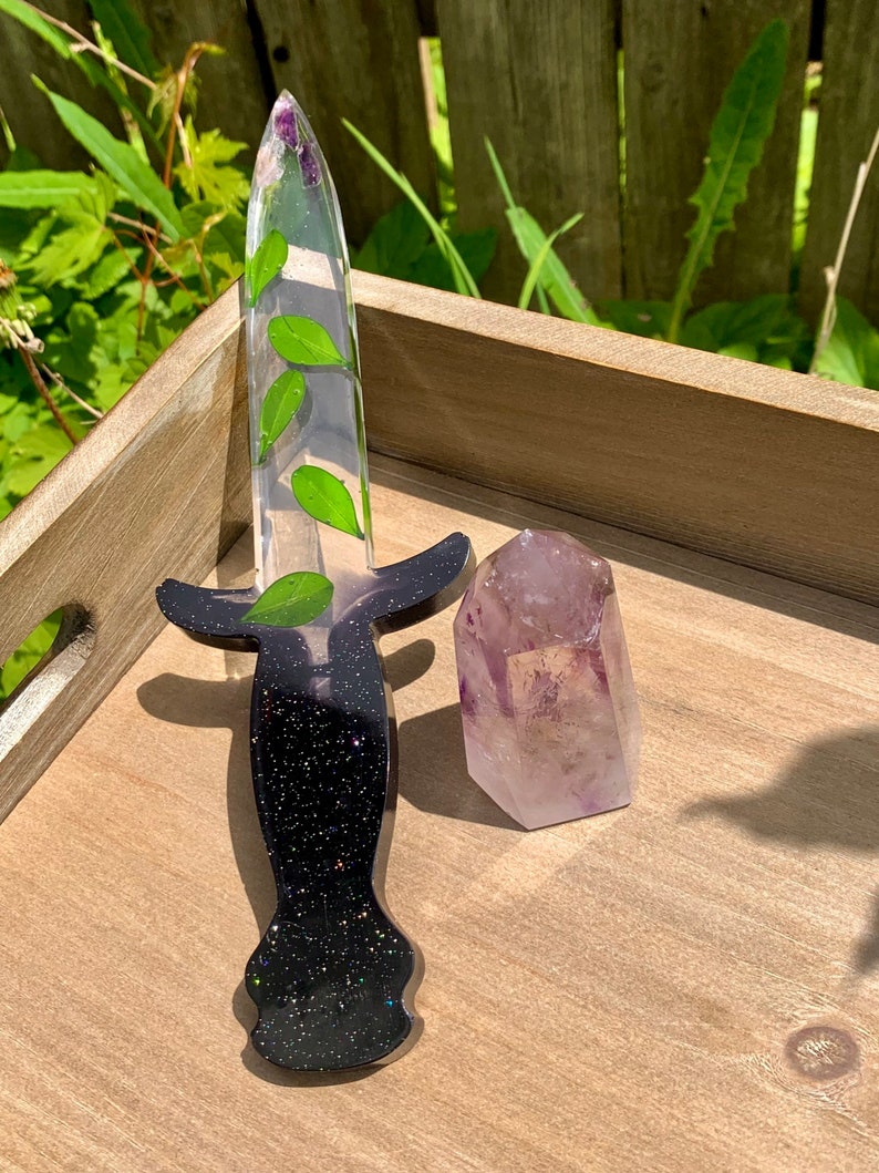 Amethyst Resin Dagger Decorative Dagger Amethyst Chips Pagan Wand Altar ...
