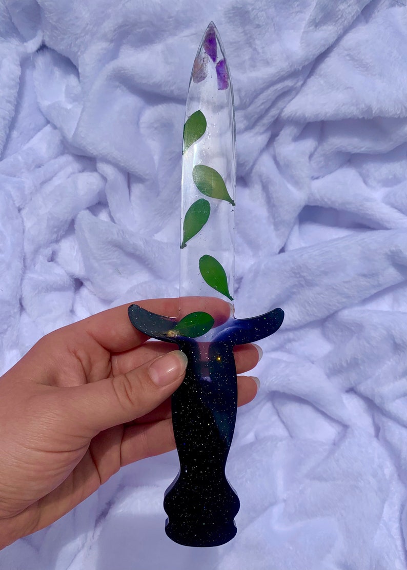 Amethyst Resin Dagger Decorative Dagger Amethyst Chips Pagan Wand Altar ...