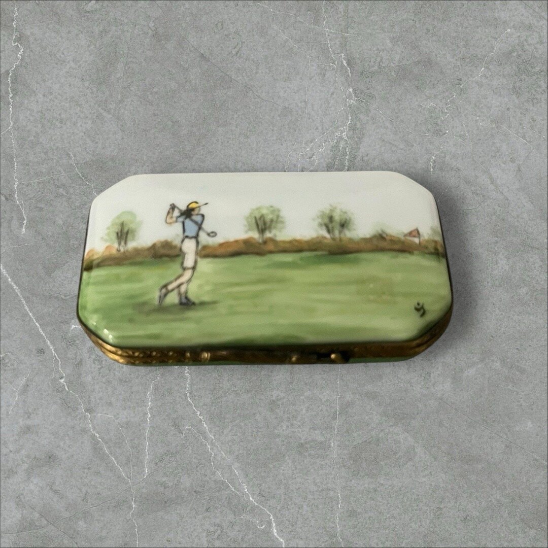 VTG Limoges France Hand Painted Lady Golfer Clubs Shoes Trinket Box - Etsy