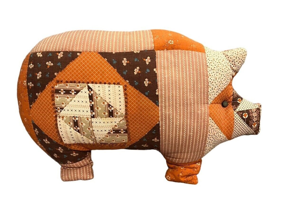 Vintage Patchwork Quilted Pig Decor Throw Pillow Rustic Farmhouse Shabby Chic - Etsy