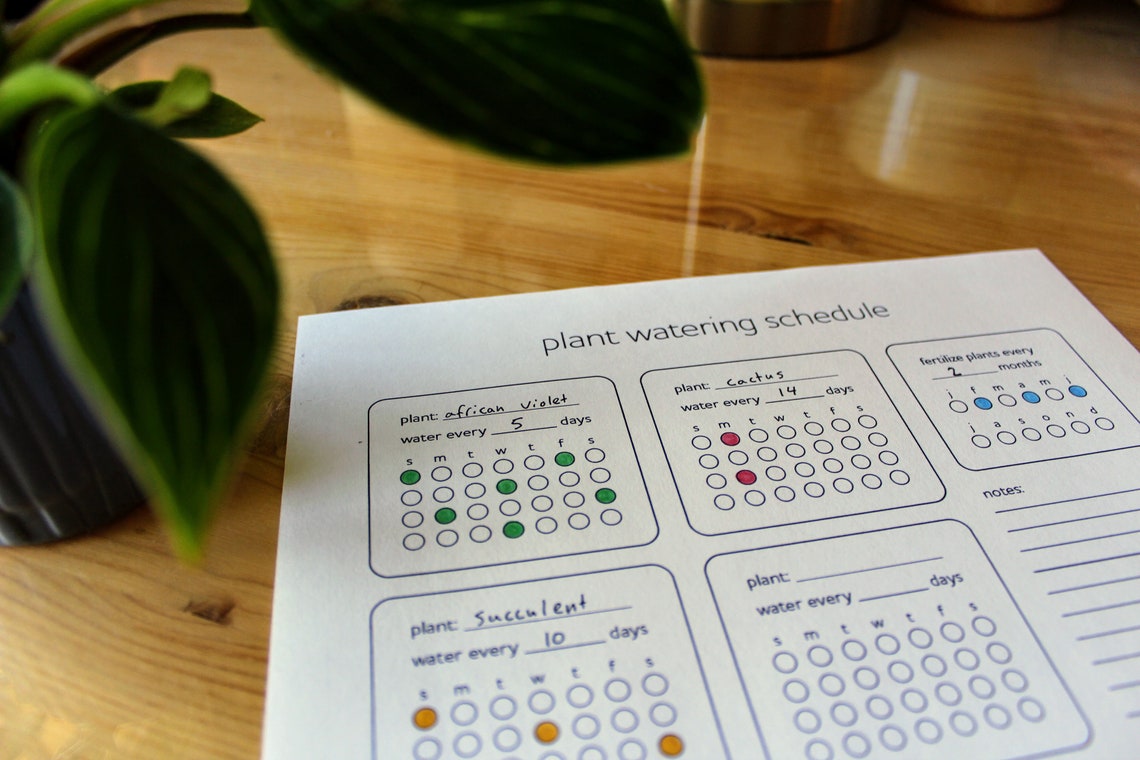 Printable Plant Watering Schedule Planner Instant Download PDF Potted ...