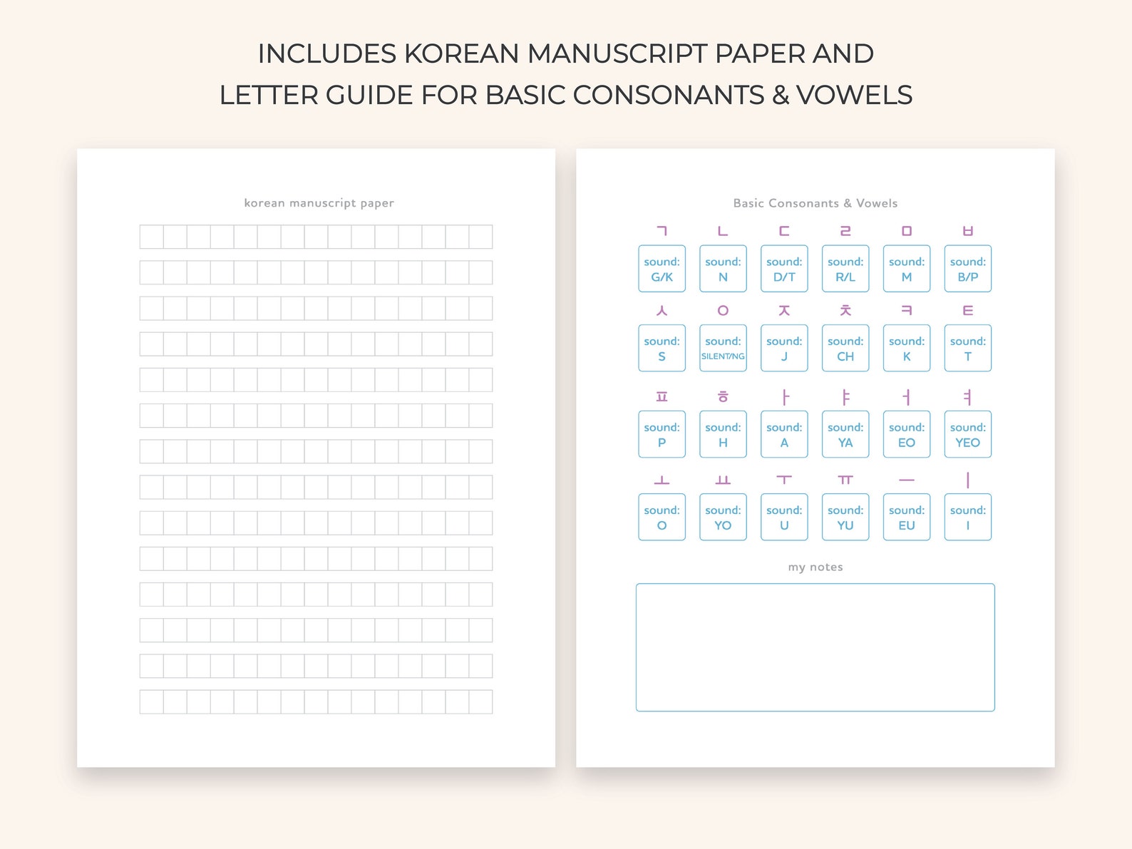 Korean Hangul Alphabet Practice Worksheets Study Guide Basic Consonants ...