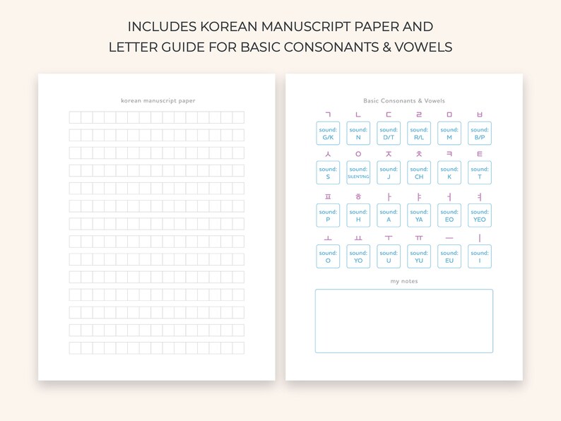 Korean Hangul Alphabet Practice Worksheets Study Guide Basic Consonants ...