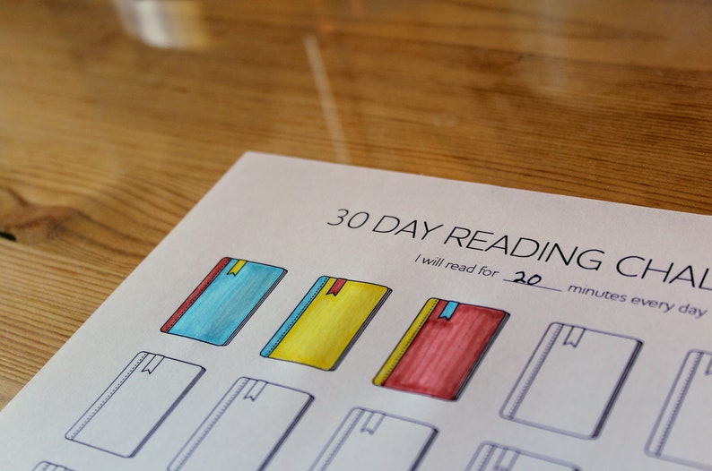 30 Day Reading Challenge Printable Book Goals Monthly Planner Instant ...