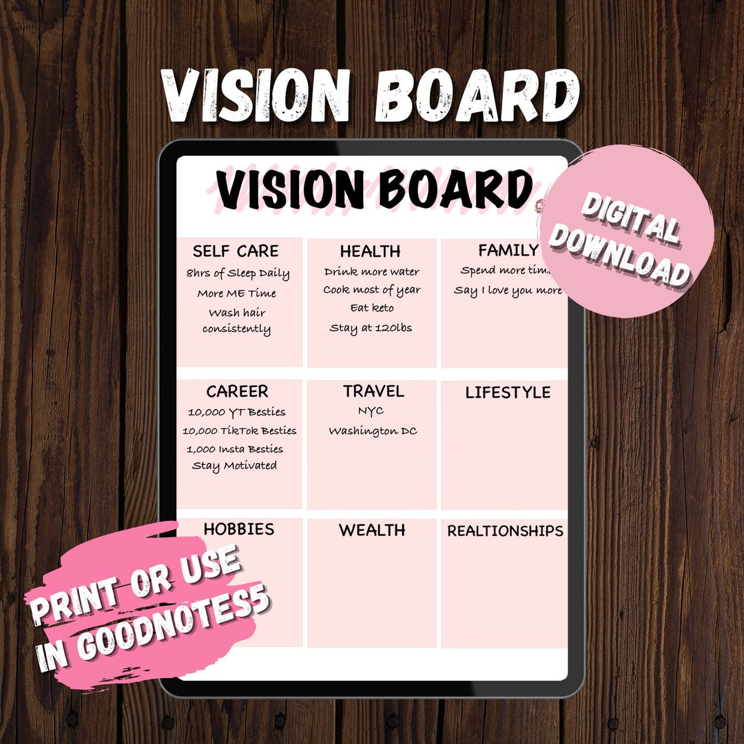 Vision Board Digital | Printable Vision Board | Goal Setting ...