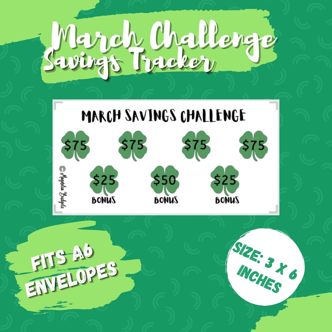 March Savings Challenge Tracker | Digital Download | Monthly Savings ...