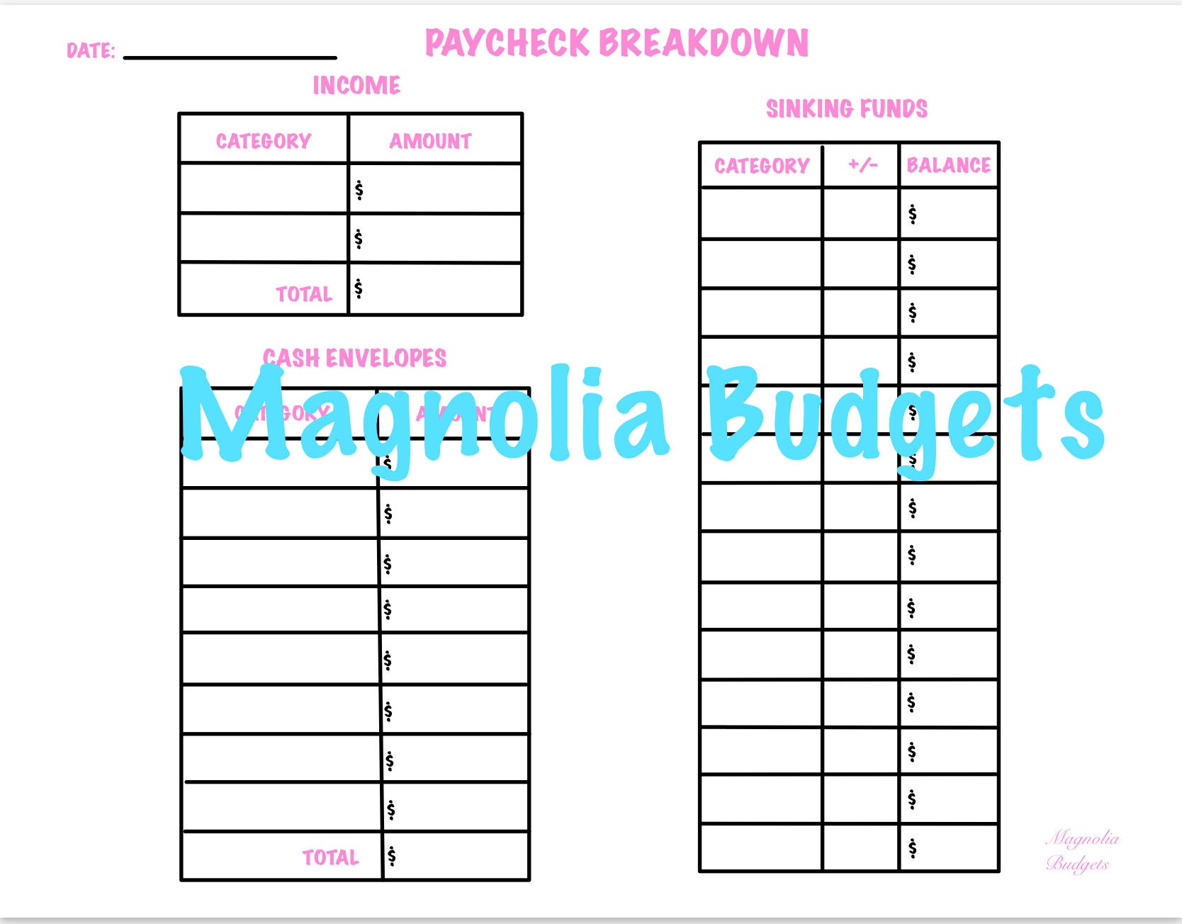 DIGITAL Paycheck Breakdown and Sinking Funds Update | WHITE BACKGROUND ...