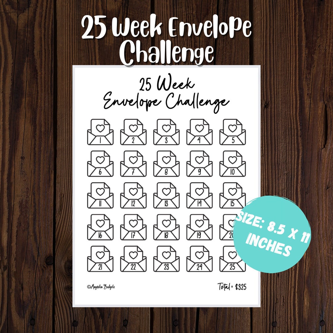 25 Week Envelope Savings Challenge | Envelope Savings Tracker | Letter ...