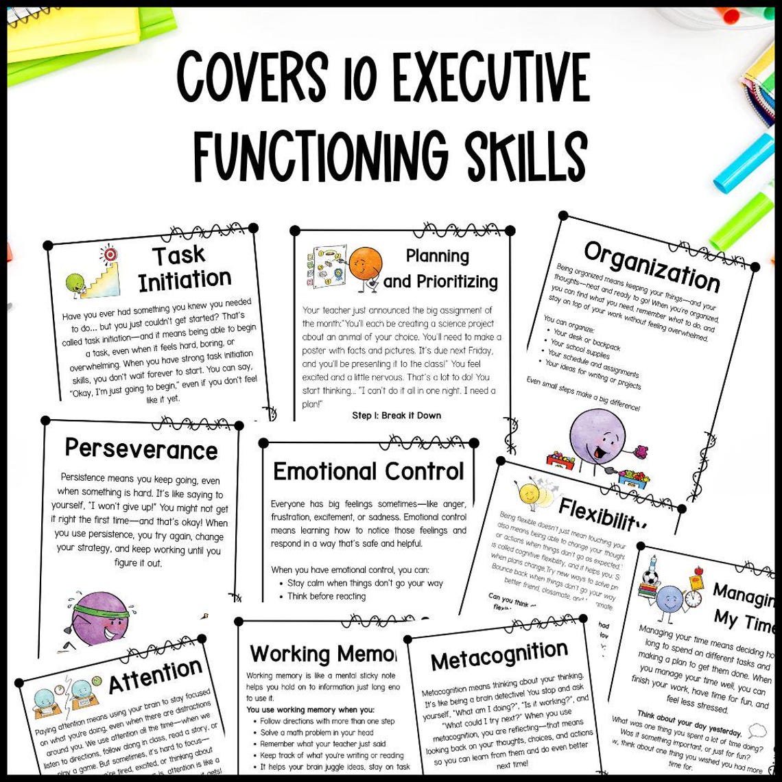 Executive Functioning & Emotional Regulation Worksheets – Counseling ...