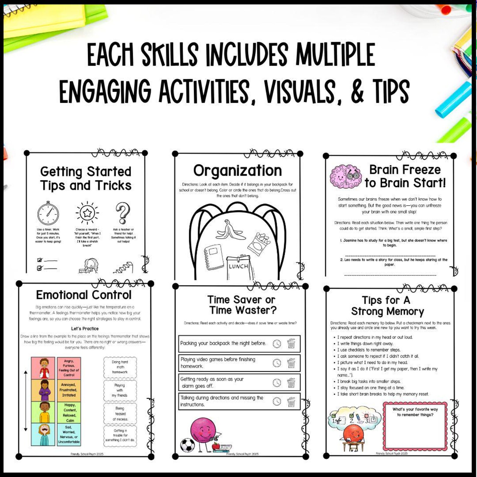 Executive Functioning & Emotional Regulation Worksheets – Counseling ...