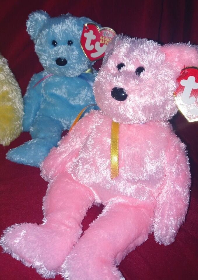 TY Beanie Buddy SHERBET the Bear yellow Version W/ 5 Sherbet Beanies ...