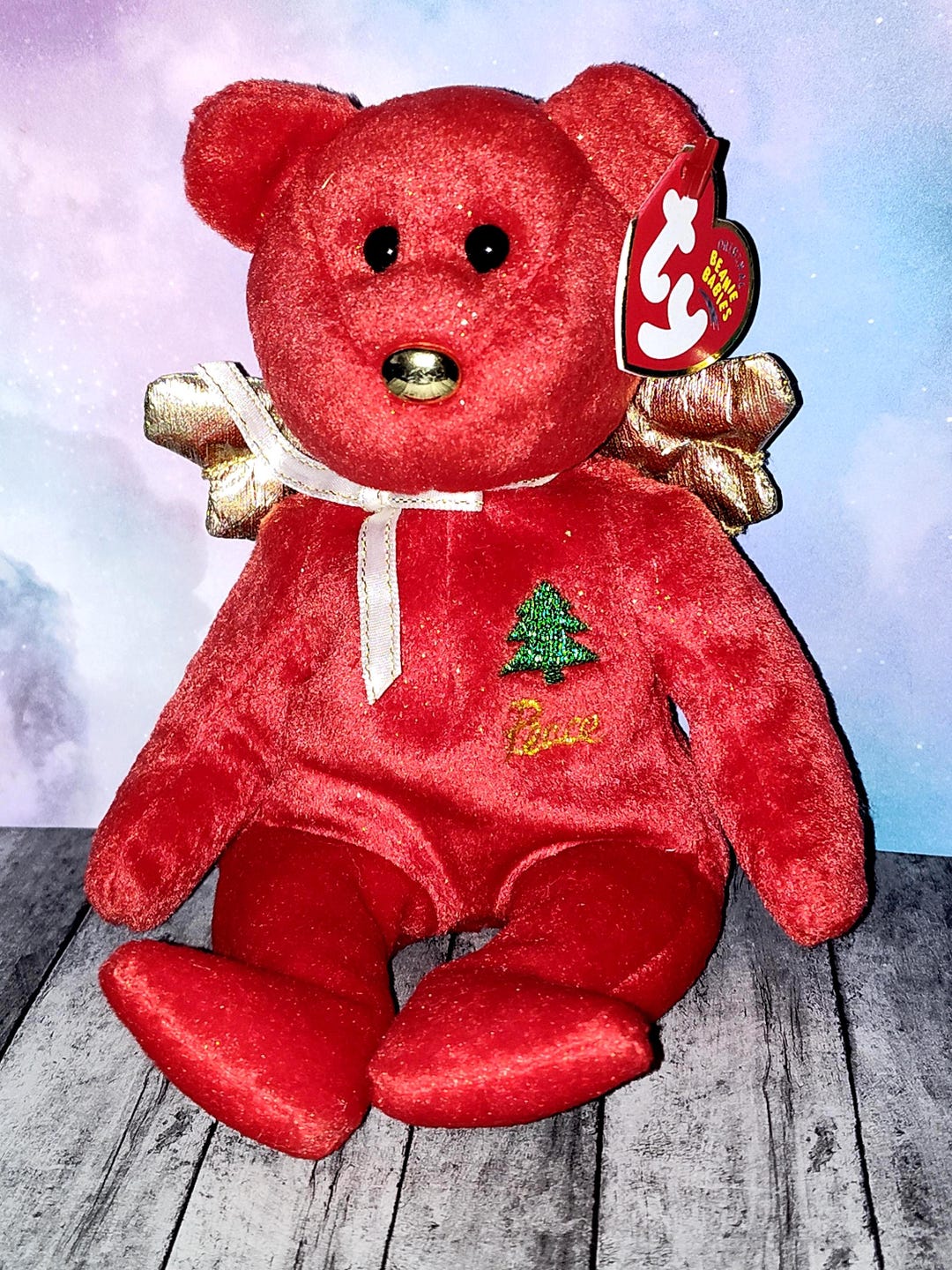 TY Beanie Baby - GIFT the Bear (red Version) (hallmark Gold Crown ...