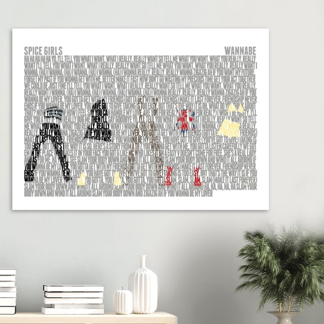 Spice Girls wannabe full Lyrics typography Art premium Matte Paper ...