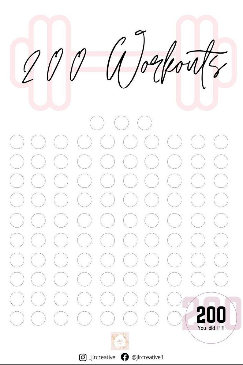200 Workouts Goal Tracker - Etsy