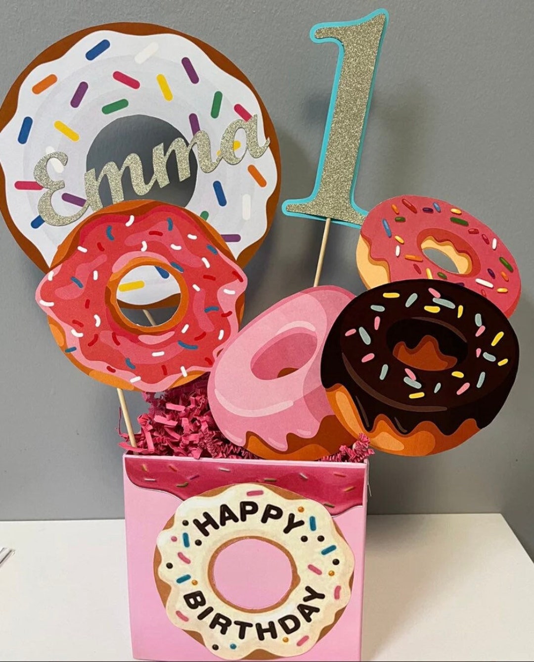 Donut Birthday Party Centerpiece, Double-sided Prop Sticks - Etsy