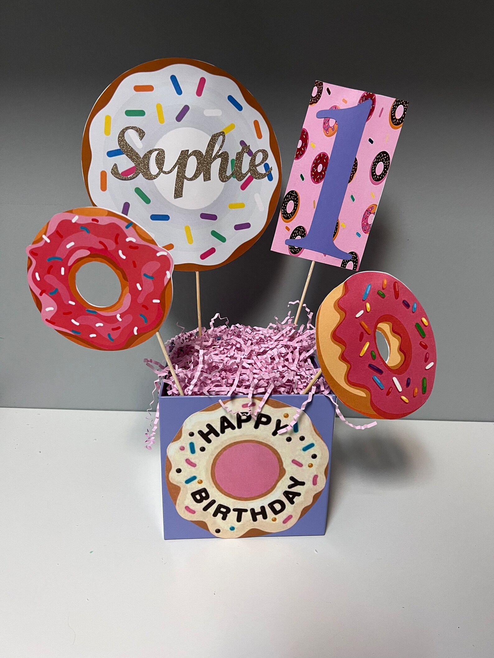 Donut Birthday Party Centerpiece, Double-sided Prop Sticks - Etsy