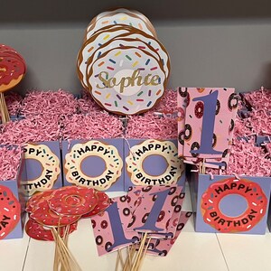Donut Birthday Centerpiece Donut Party Decorations Two Sweet Party ...