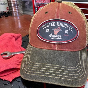 Busted Knuckle Garage Carguy Mechanic Car Lover Vintage Cotton Trucker ...