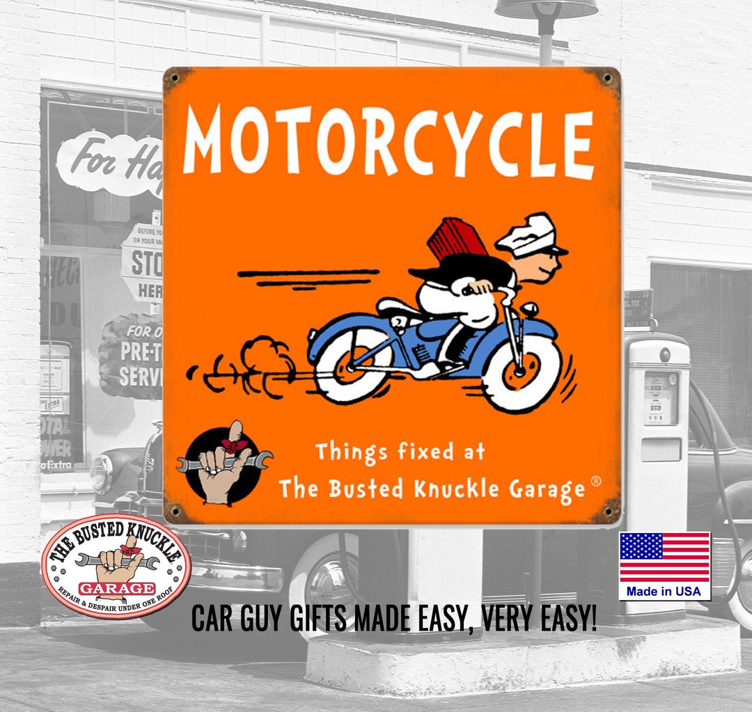 Gift for Auto Mechanic Kid's Metal OLD MOTORCYCLE Sign by the Busted ...