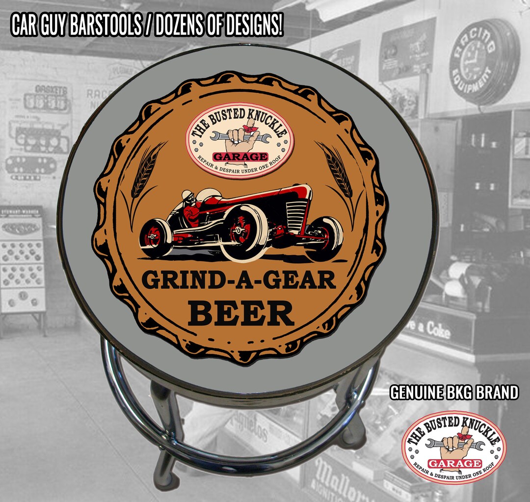 Gift for Mechanic Auto Car Guy Beer Barstool by the Busted Knuckle ...