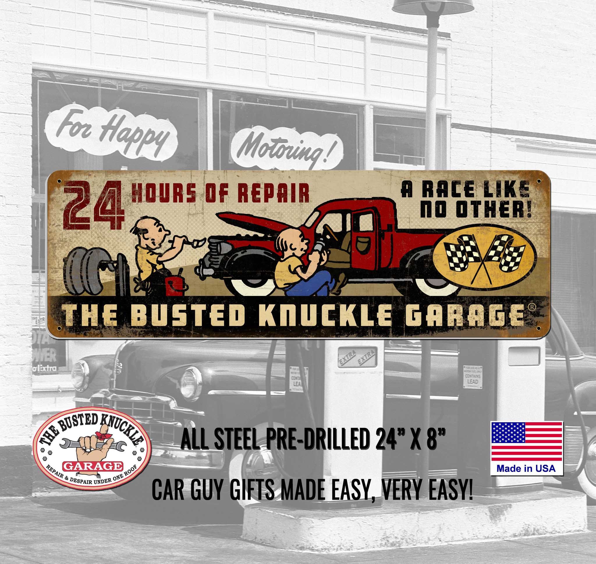 Busted Knuckle Garage Sign: Auto Mechanic Gift, Metal Shop Decor - Etsy