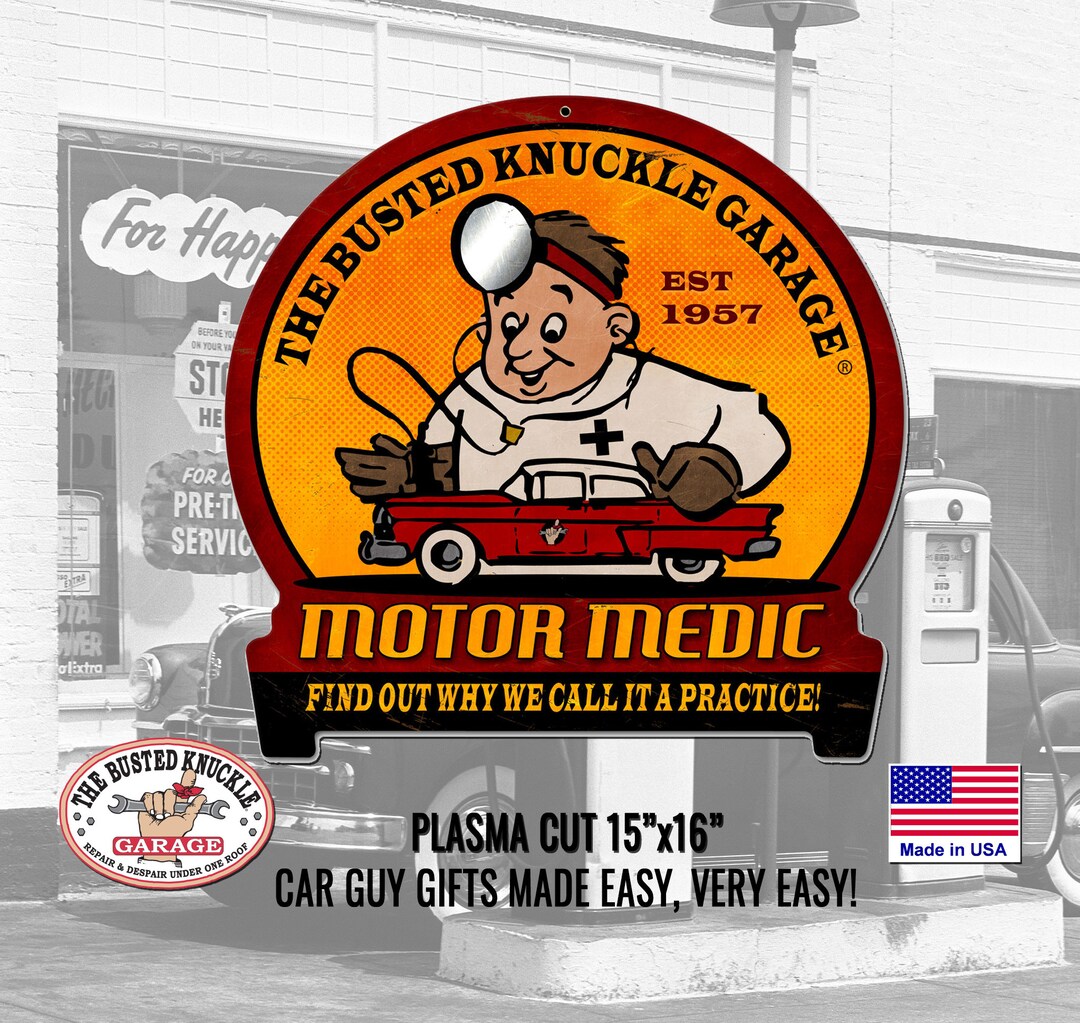 Busted Knuckle Garage Metal Sign: Gift for Auto Mechanic Car Guy - Etsy