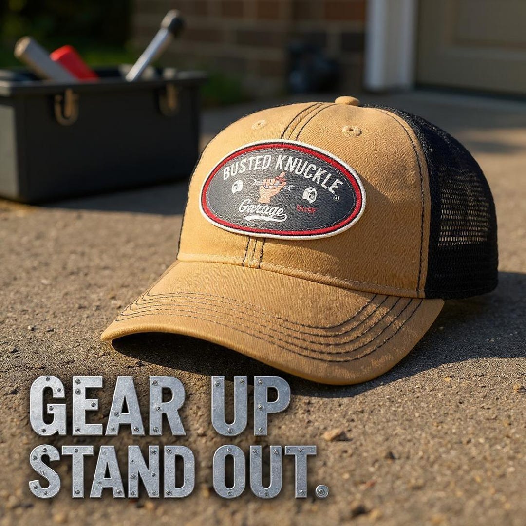 Busted Knuckle Garage Carguy Mechanic Car Lover Vintage Cotton Khaki ...