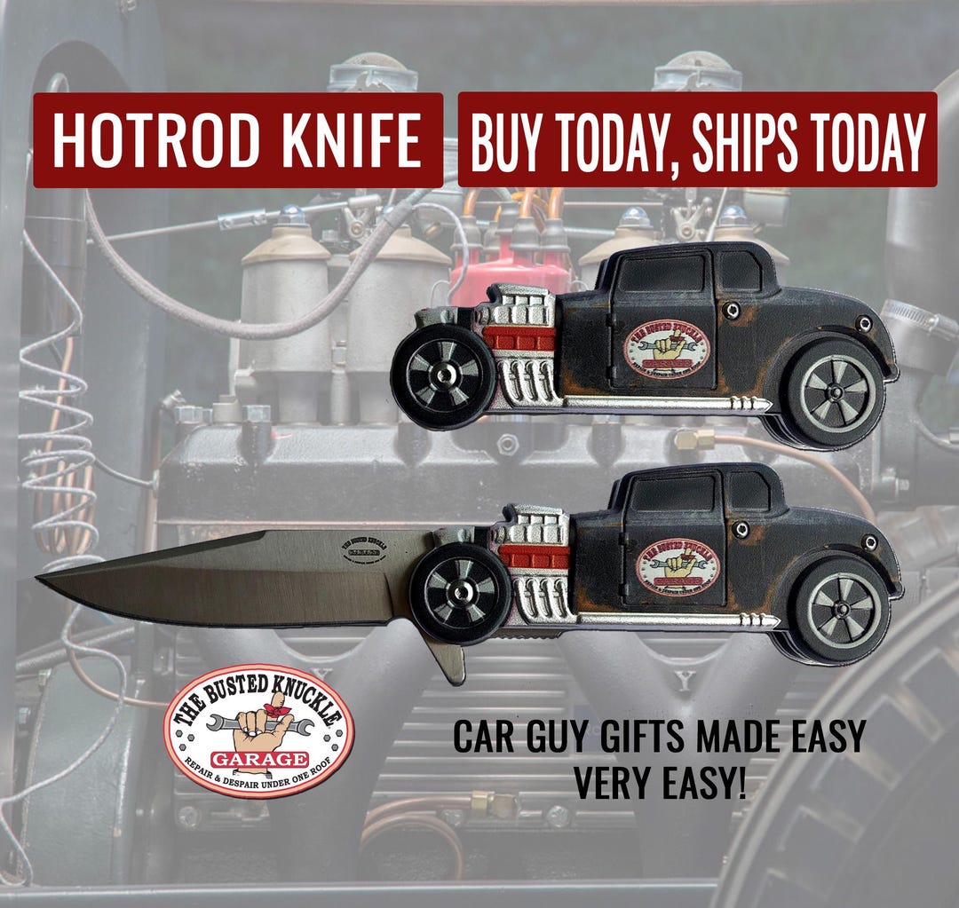 Hotrod Mechanic Gift: Busted Knuckle Garage Spring Assisted Knife - Etsy