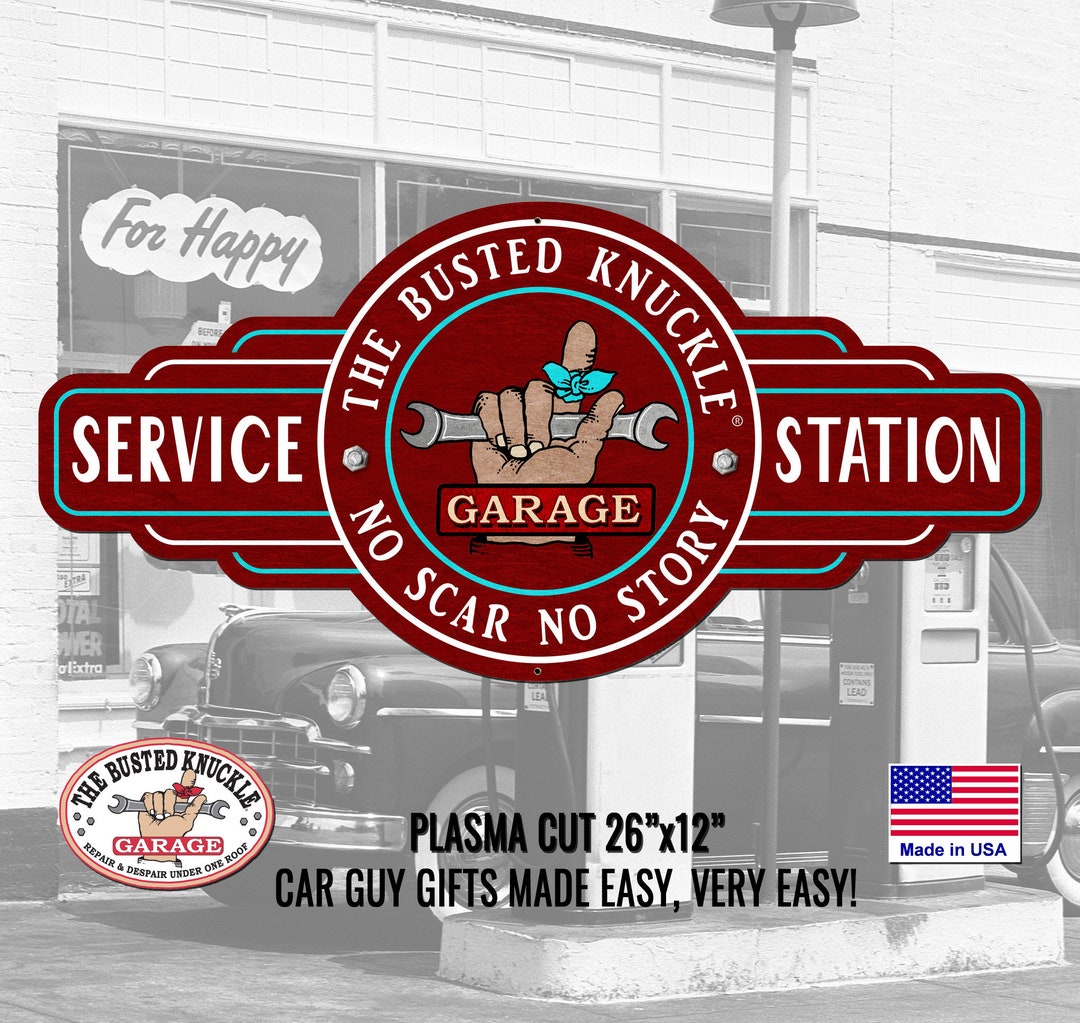 Busted Knuckle Garage Sign: Metal Service Station Decor - Etsy