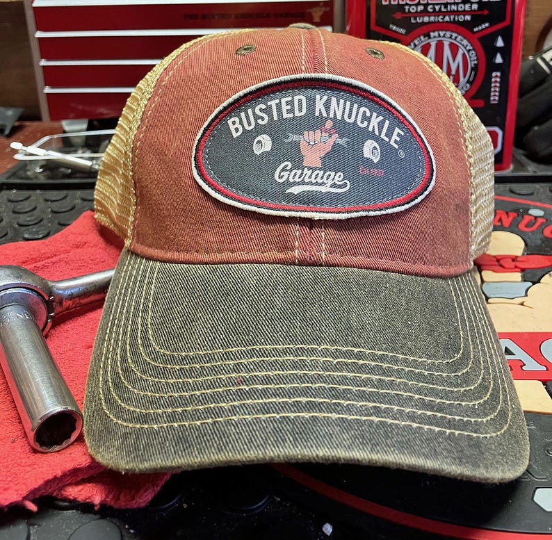 Busted Knuckle Garage Carguy Mechanic Car Lover Vintage Cotton Trucker ...